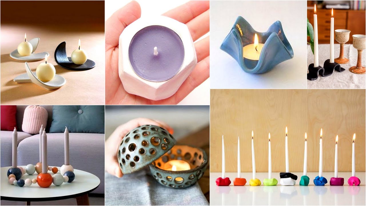 50+ Air Dry Clay Candle Holder Ideas! Home Decorations! - YouTube