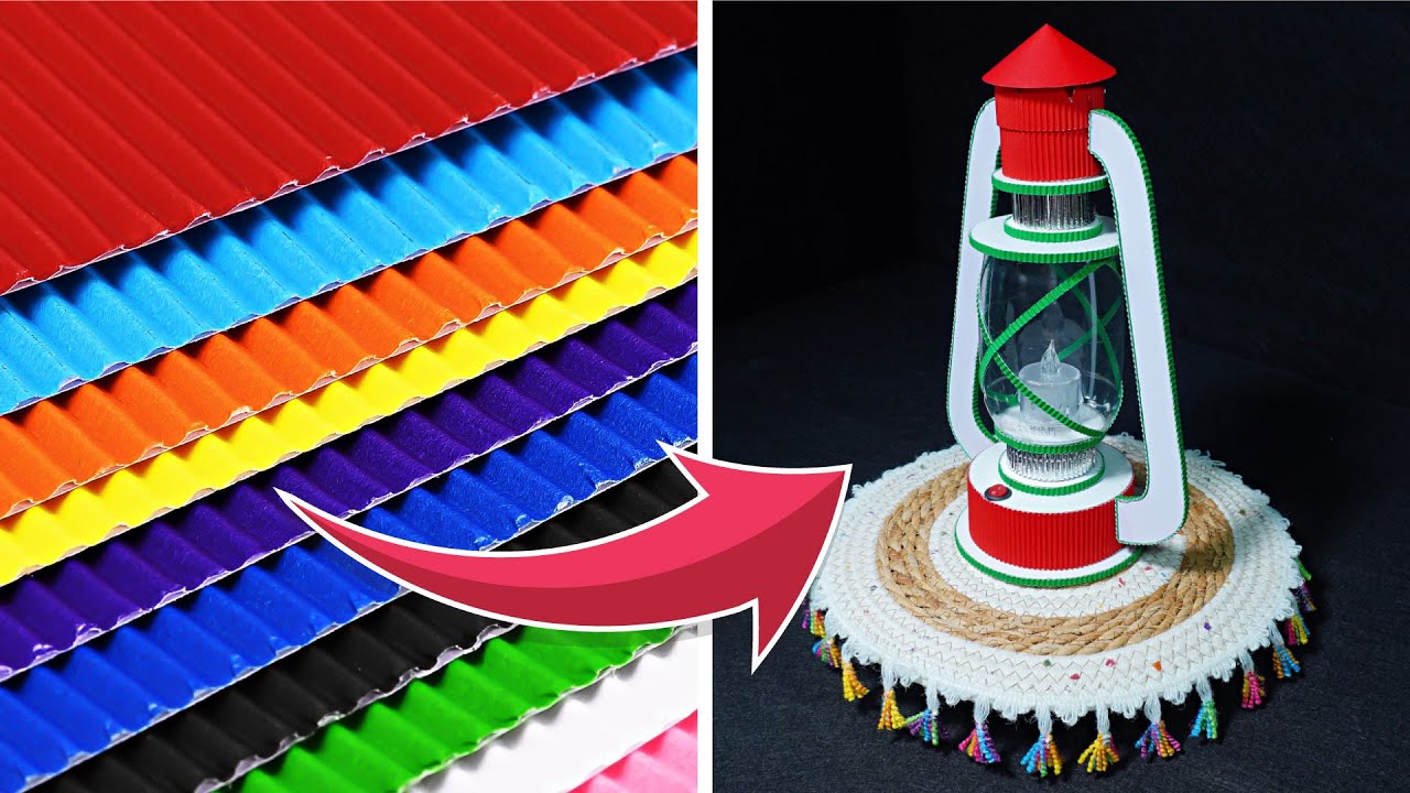 Vintage Hurricane Lantern Handicraft with Corrugated Paper and Foam ...