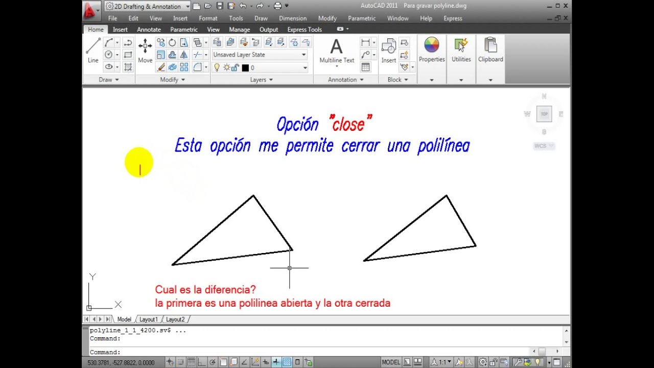 Diseño Asistido - Curso de Autocad - Comando polyline 3ra. parte - YouTube