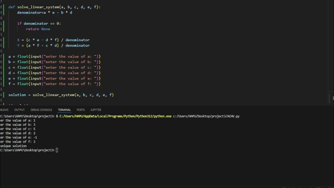 【ACHV】[python]Solution of Simultaneous Equations's code|#python #coding - YouTube
