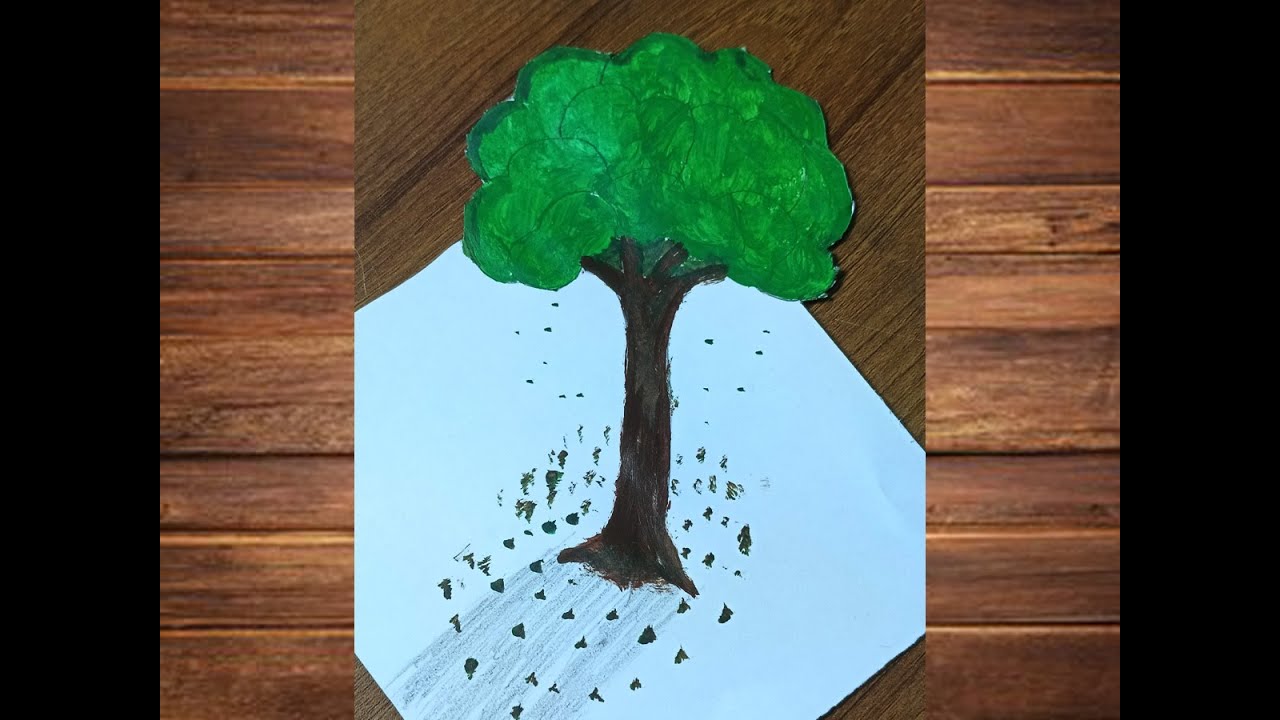 How to draw 3d tree on paper - YouTube