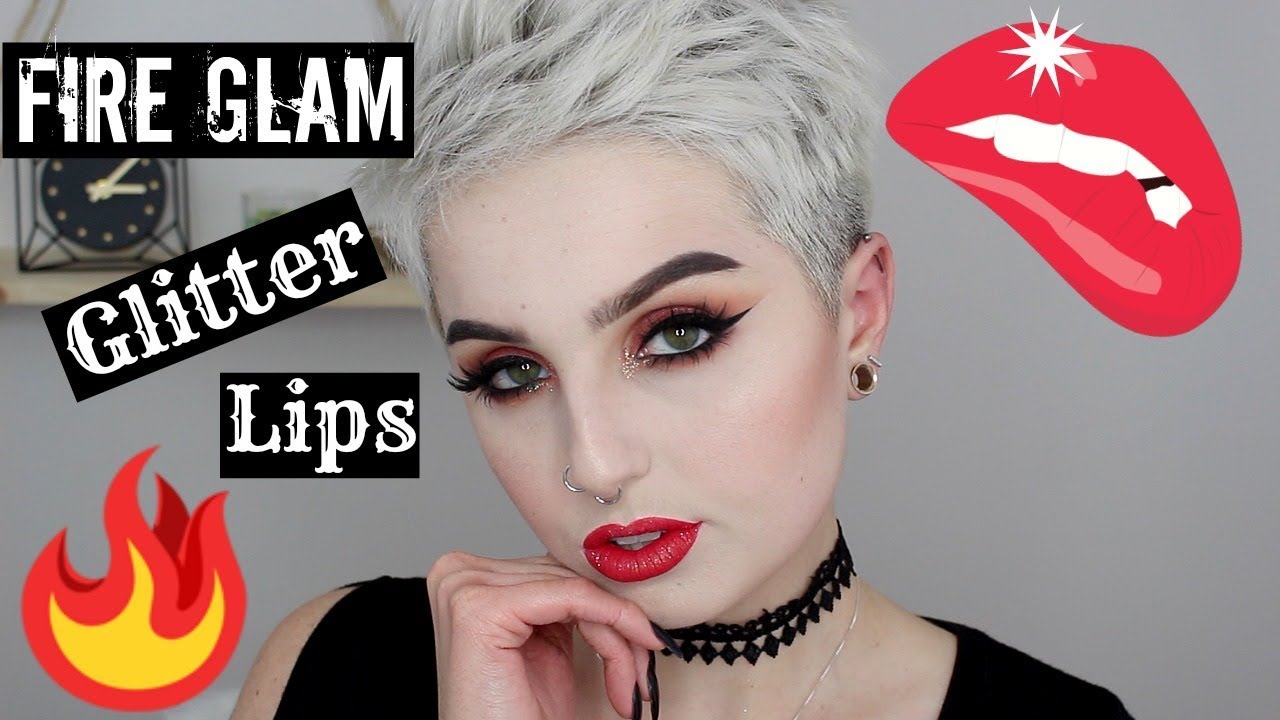 Fire glam and glitter lips - YouTube