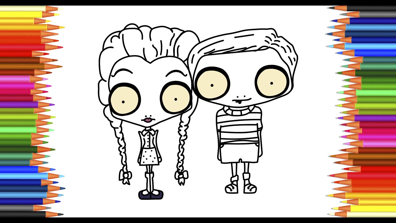 How to Draw THE ADDAMS FAMILY - Wednesday and Pugsley Addams |step by ...
