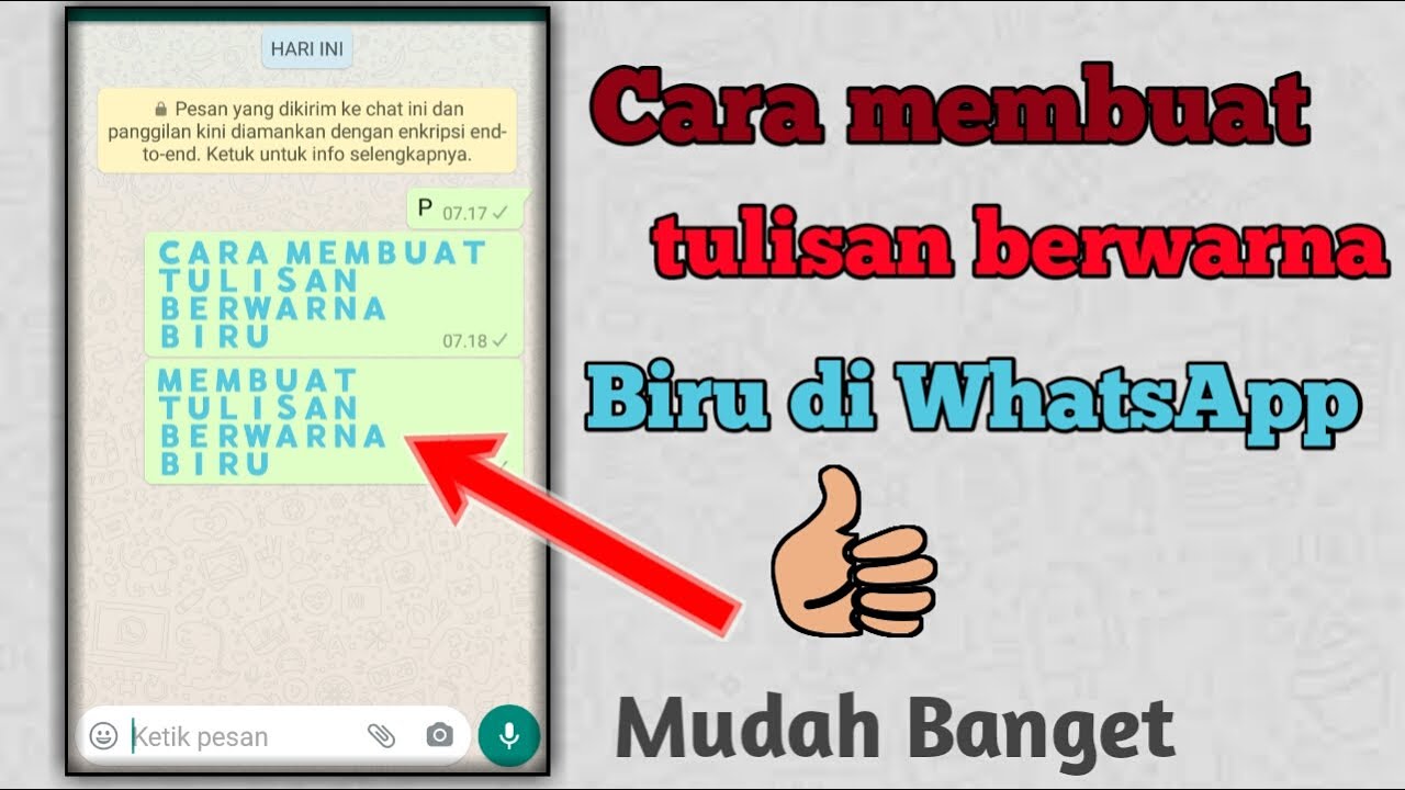 Cara membuat Tulisan berwarna biru di WhatsApp - YouTube