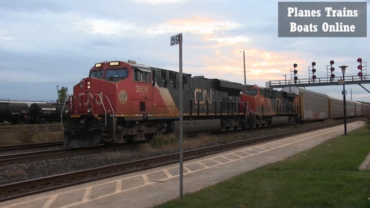 CN 482 Manifest Train Eastbound In Sarnia With CN 3806 & CN 2904 ...