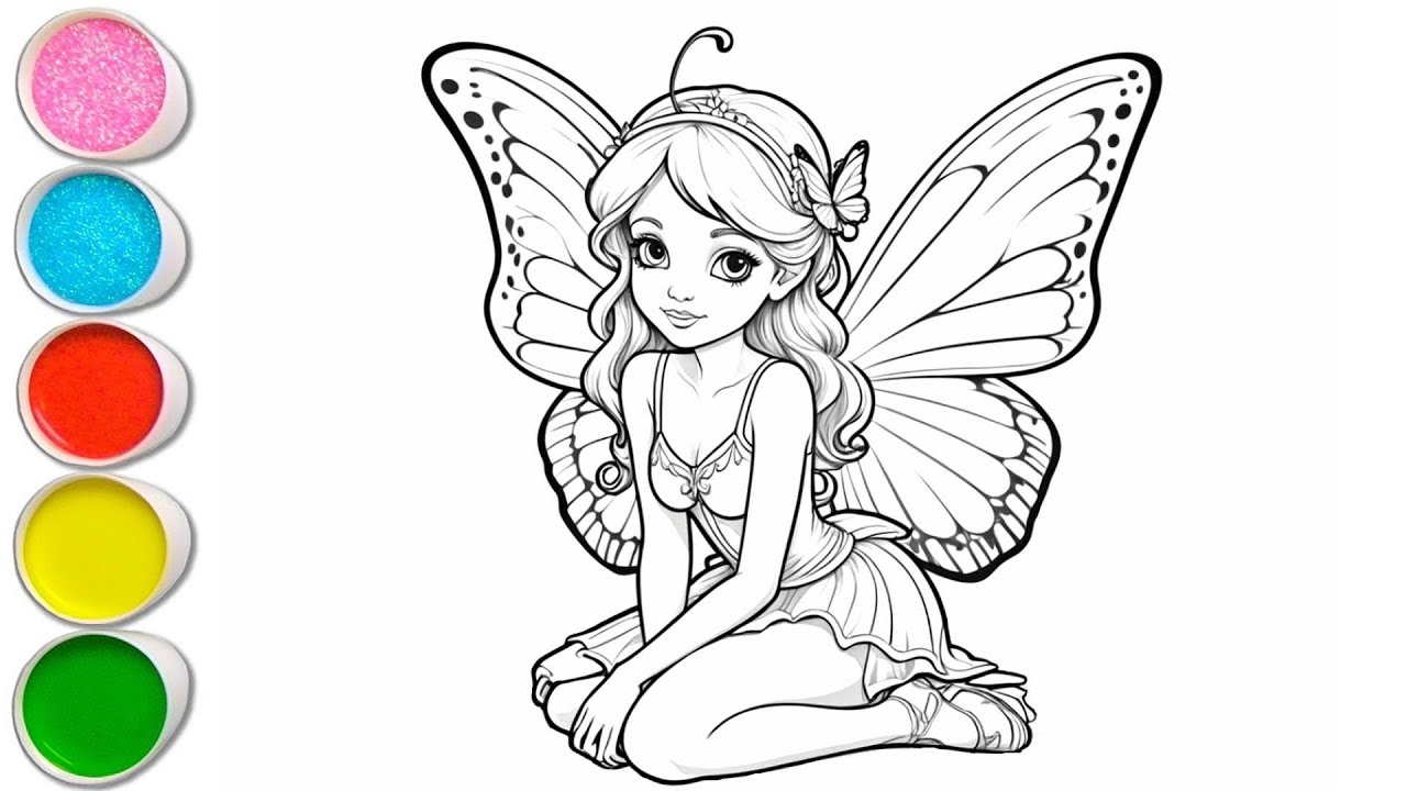 Beautiful Fairy princess drawing for kids, Panting & coloring for kids ...