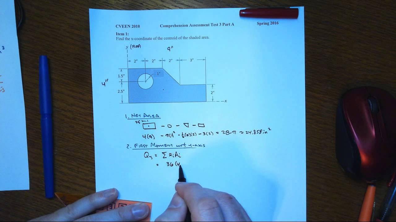 statics sp 16 cat 3a item 1 centroid of composite areas - YouTube