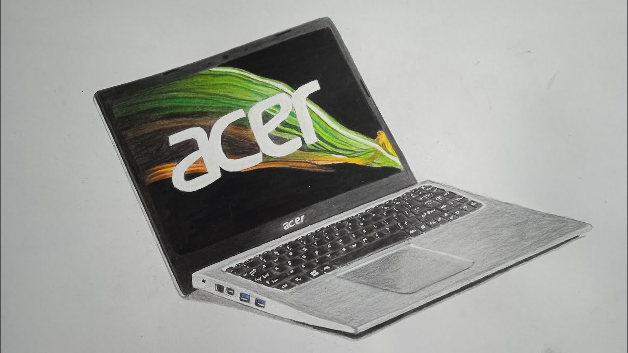 How To Draw Laptop | Laptop Drawing | Draw Realistic Laptop ...