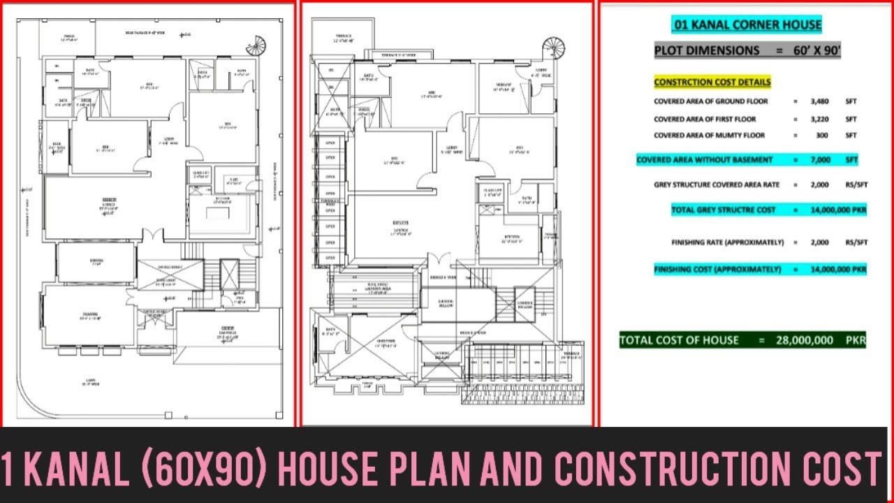 Luxury Spanish House Plan for 1 Kanal (60X90) || Best Design with 07 ...