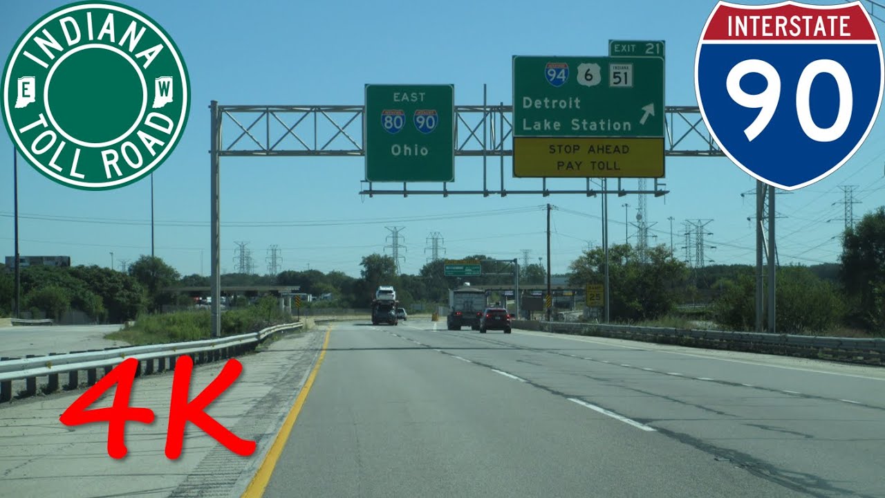 ⁴ᴷ Indiana Toll Road (Interstate 90 Exits 0 to 23) eastbound [4K VIDEO ...