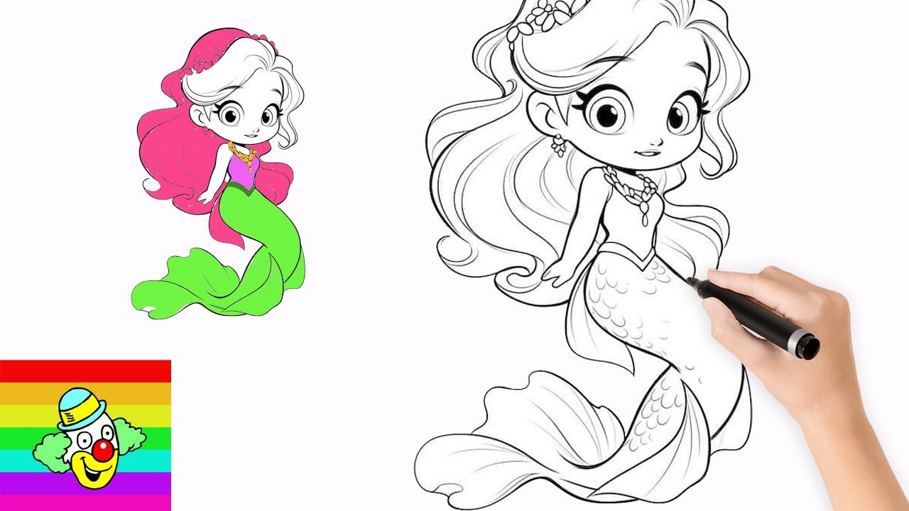 Adorable Baby Princess Ariel Drawing & Coloring | Cute Disney Art for ...
