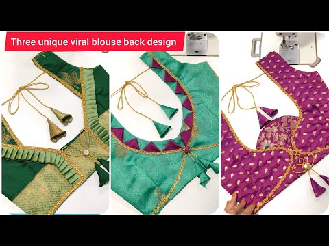 ✨Three trending model blouse back neck design cutting and stitching full tutorial #blouse 