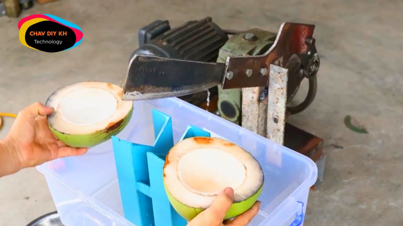Amazing Making processing machine for coconut splitting - CHAV DIY KH ...