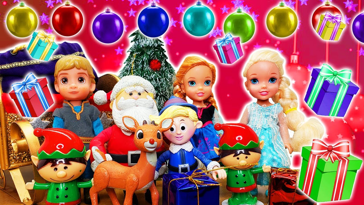 🎅🎅SANTA'S WORKSHOP! Elsa and Anna and Kristoff Toddlers help Santa ...
