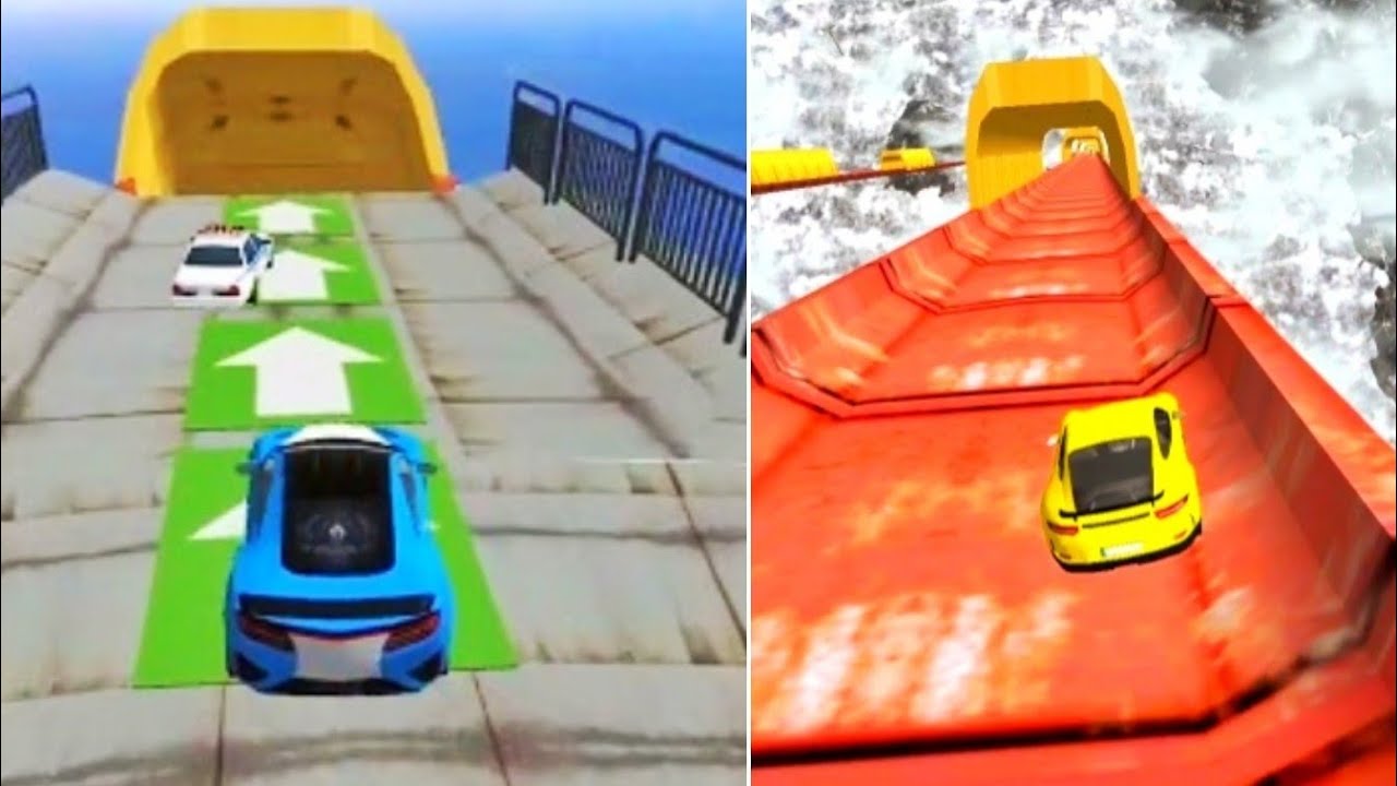 Vertical mega ramp impossible 3D car stunt racing| Android gameplay ...