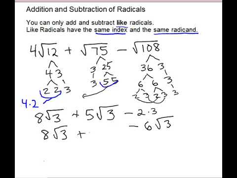 MAT 1033 Section 7.4 Addition and Subtraction of Radicals - YouTube