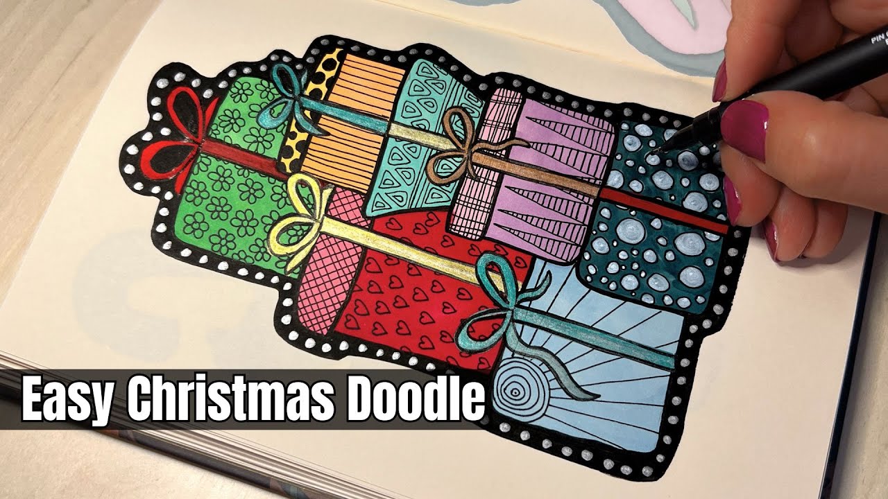 🎁 How to Draw a Christmas Doodle for Beginners | Step-by-Step Tutorial ...