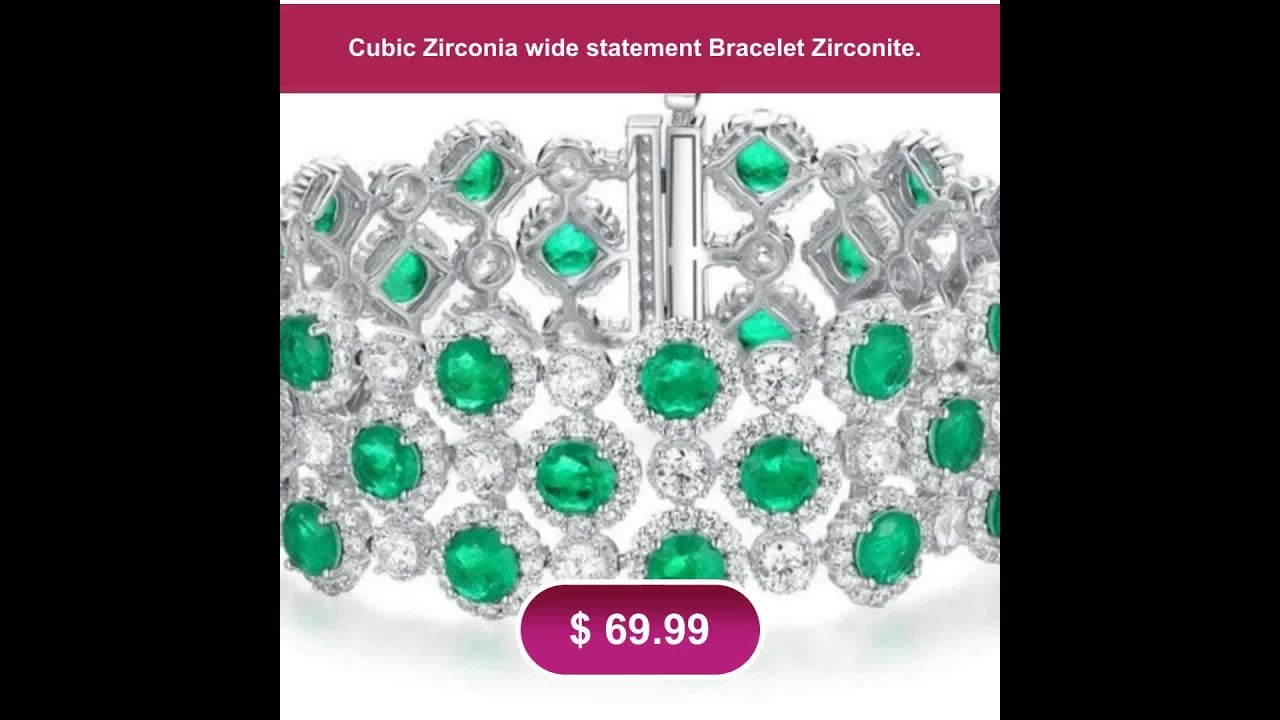 Cubic Zirconia wide statement Bracelet Zirconite. - YouTube