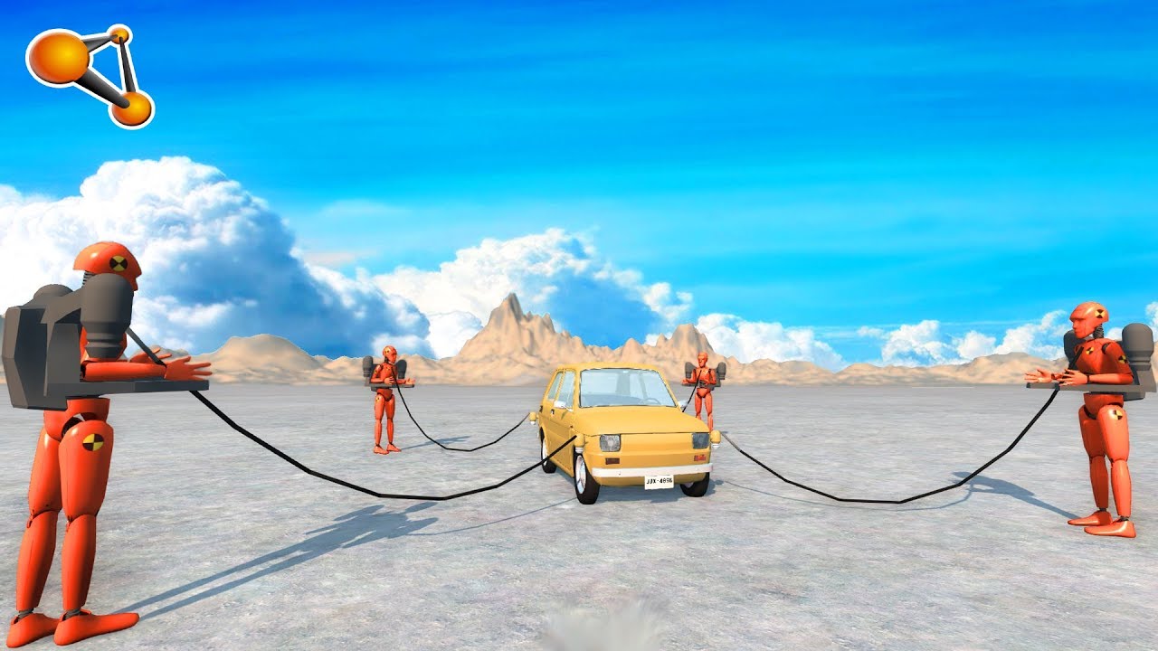 Beamng Drive - Impossible stunts /w chain rope rock (giant chain ...