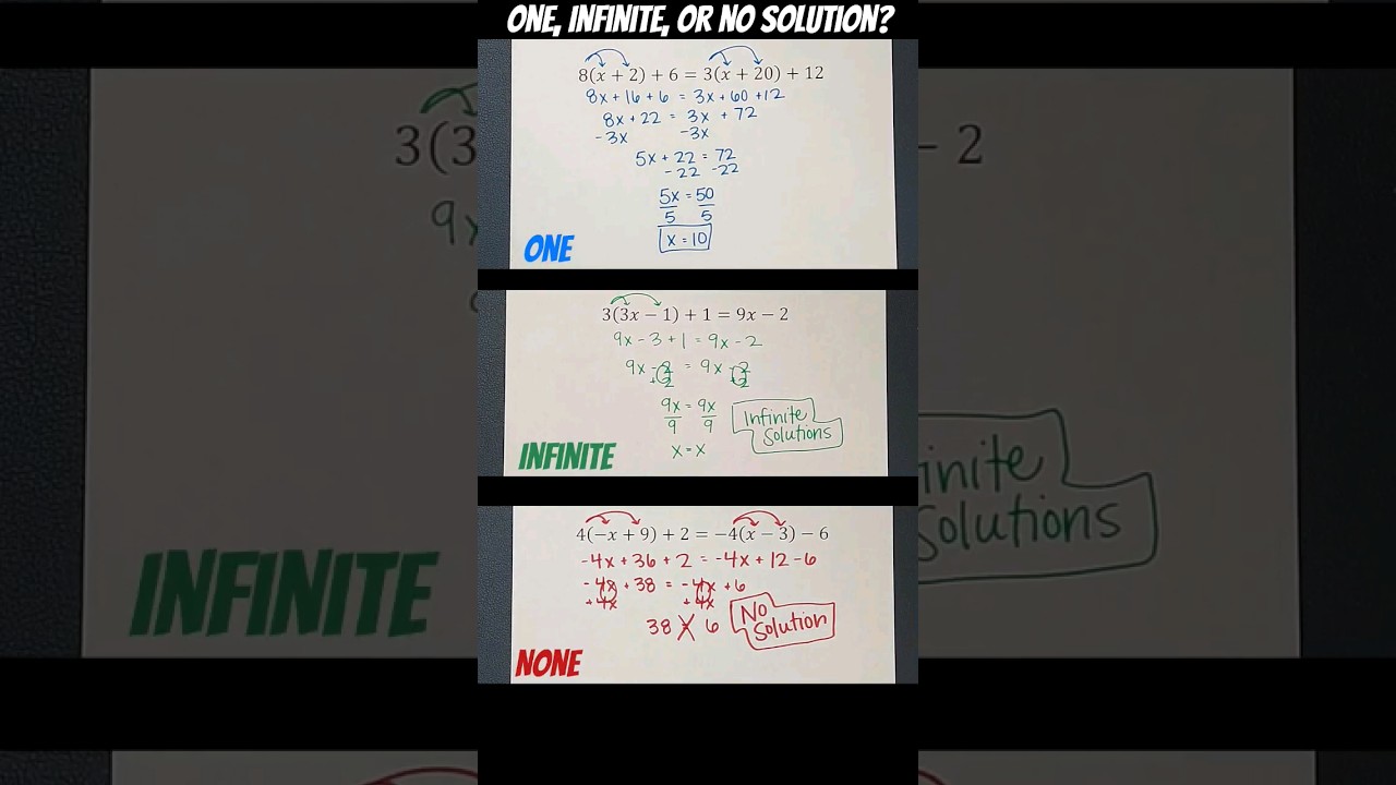 One Infinite Or No Solution YouTube One Infinite Or No Solution YouTube