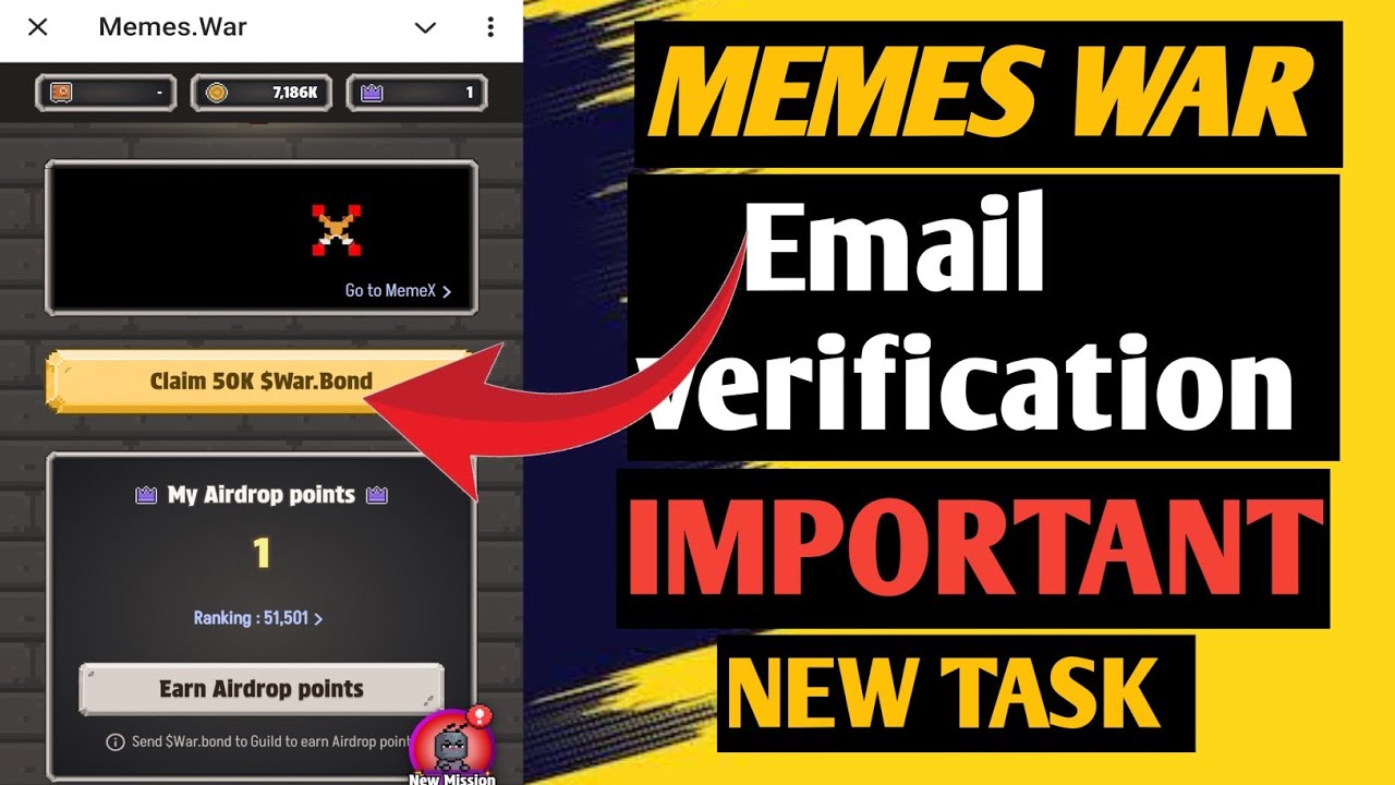Meme war Airdrop new update || meme war bot email verification new task ...