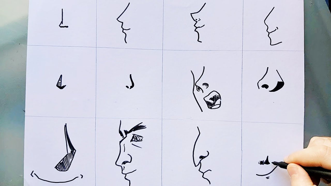 Comment dessiner un nez Manga de face ou de profil - YouTube
