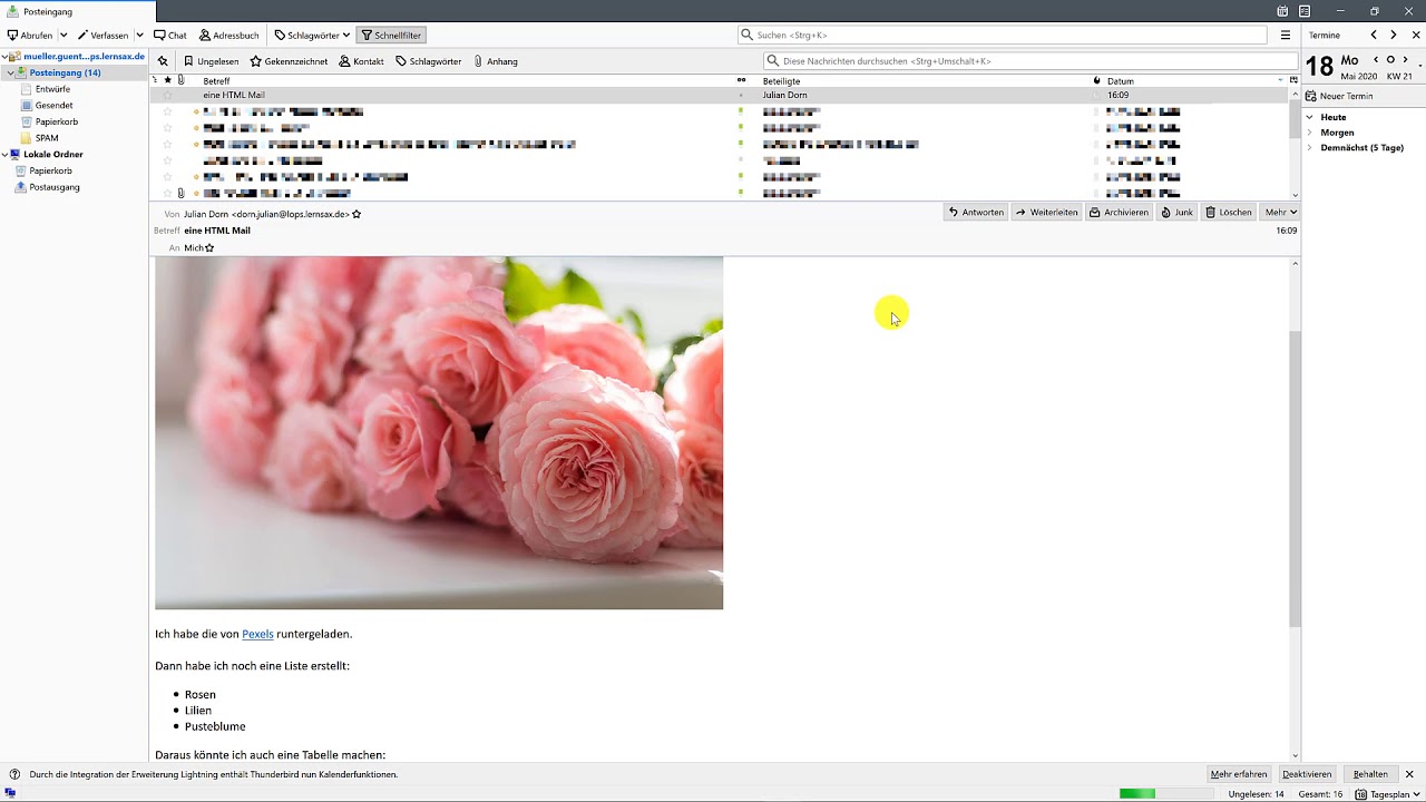 LernSax in Thunderbird einrichten + Quicktext - YouTube