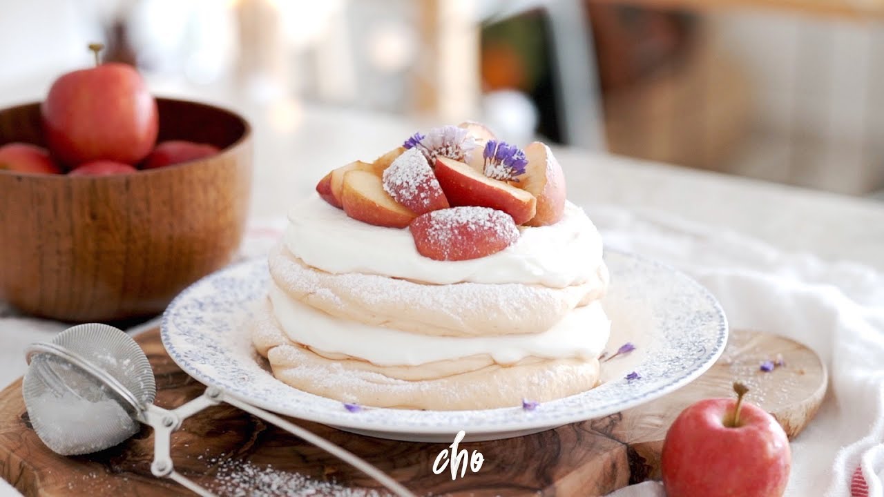 👶🏻아기 사과 파블로바 만들기~🍎 Baby Apple Pavlova / REAL SOUND : 초의 데일리쿡 - YouTube