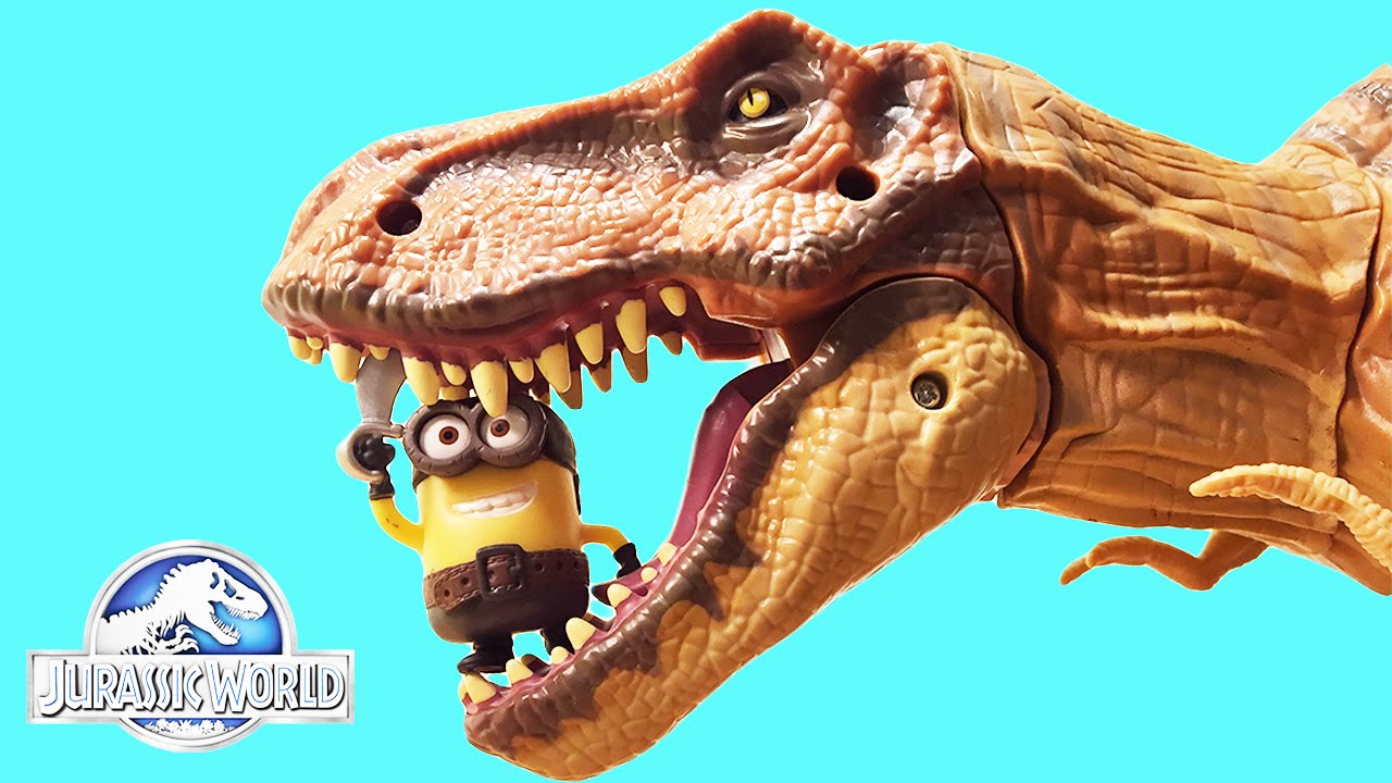 Jurassic World Tyrannosaurus Rex Unbox and eats a Minion! - YouTube