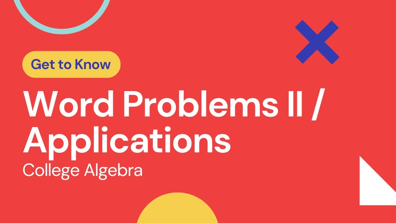 Functions and Relations | Part 10 | Word Problems II | Applications ...