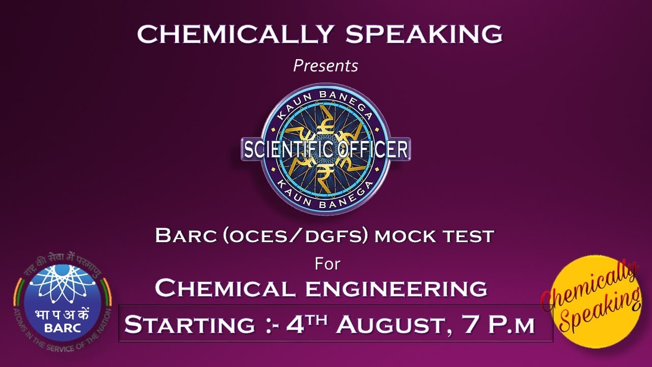 BARC(OCES/DGFS) free Mock Test 2 | Chemical Engineering | Chemically ...