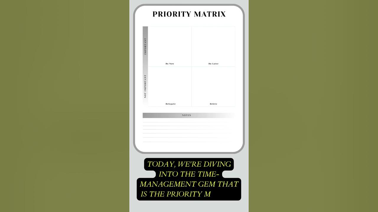 Taming Time The Priority Matrix Unveiled - YouTube