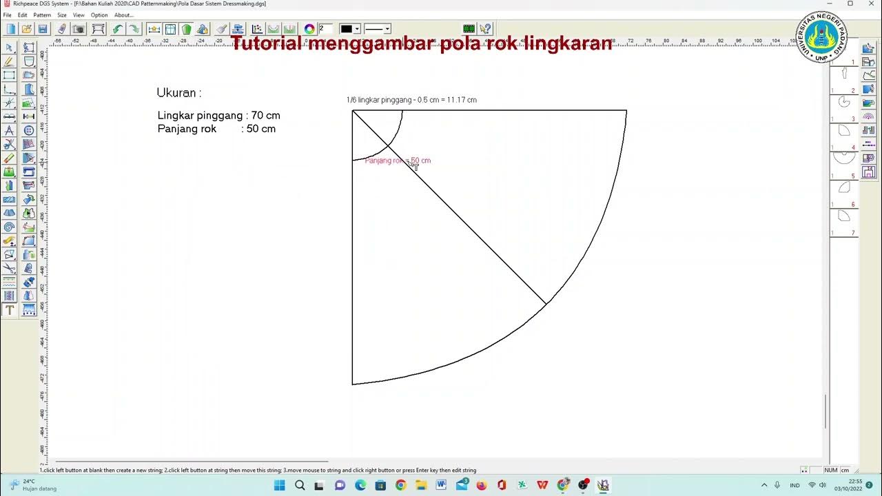 Tutorial membuat pola rok lingkaran - YouTube