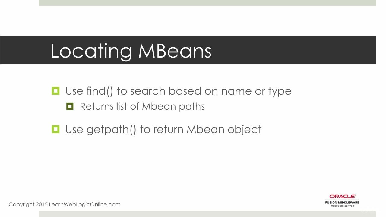Oracle WebLogic 12c for Administrators 045 MBeans Part 2 - YouTube