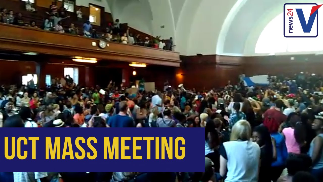UCT students fill campus hall following university fees annoucement ...