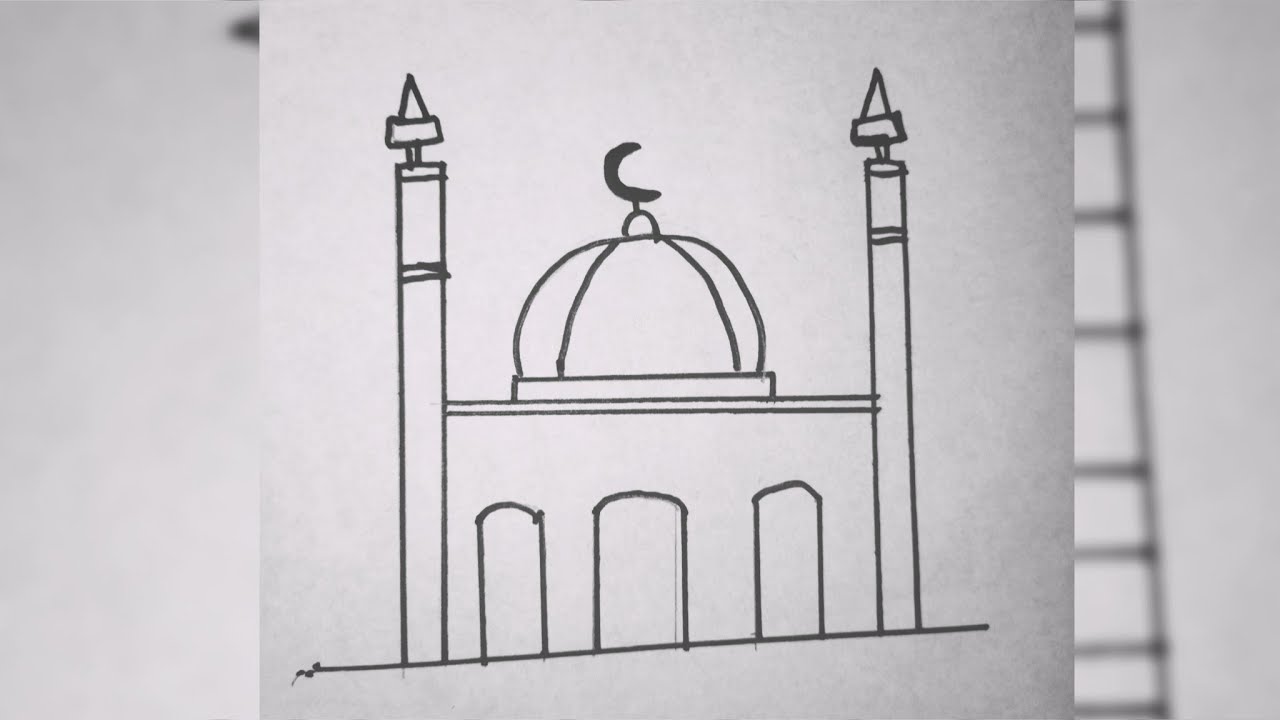 Mosque draw tutorial | Masjid art |Masjid easy drawing #art #drawing # ...