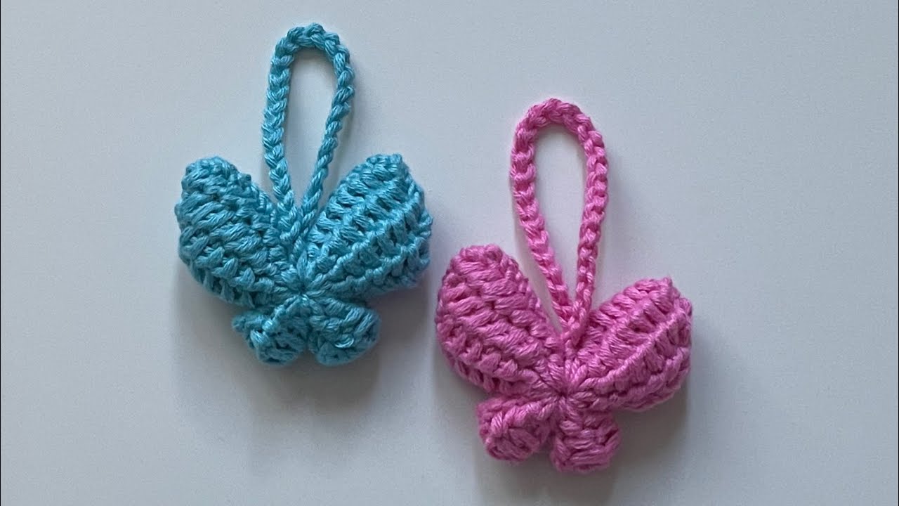 Crochet - Butterfly Keychain/Keyring 🦋 - Tunisian Crochet - YouTube