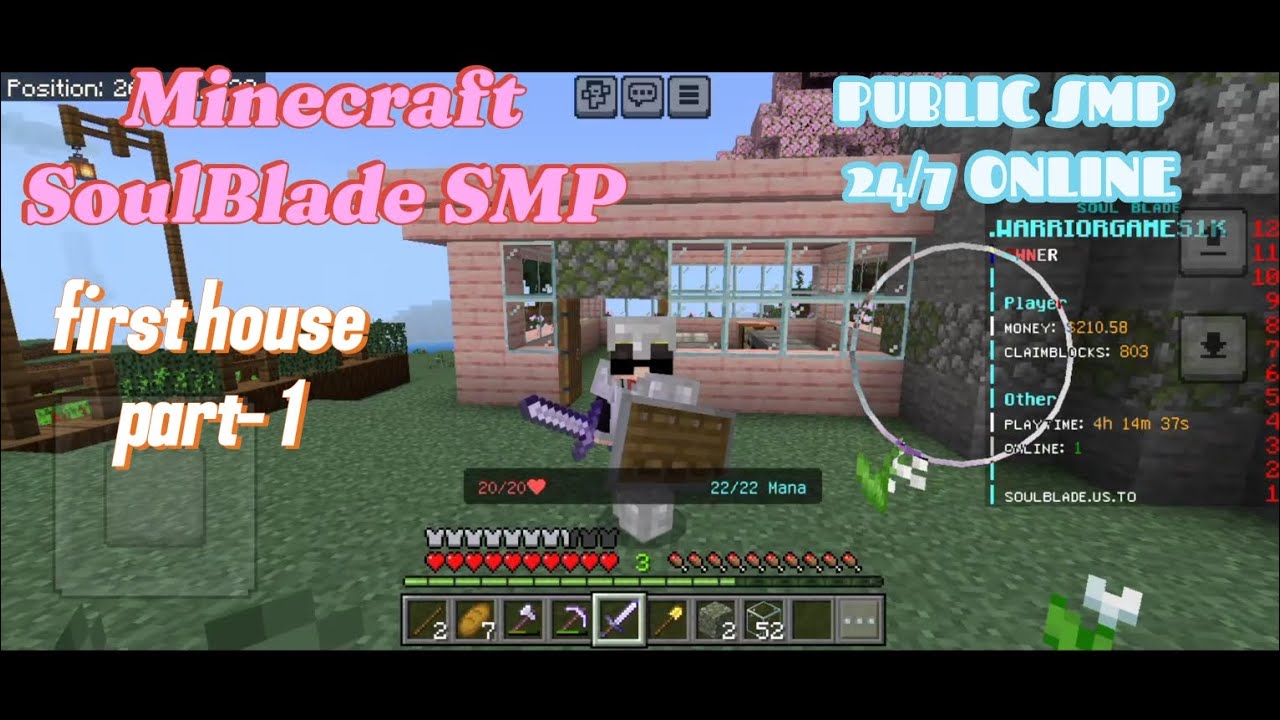 Minecraft public smp ep 1 | making pink house | SoulBlade SMP - YouTube