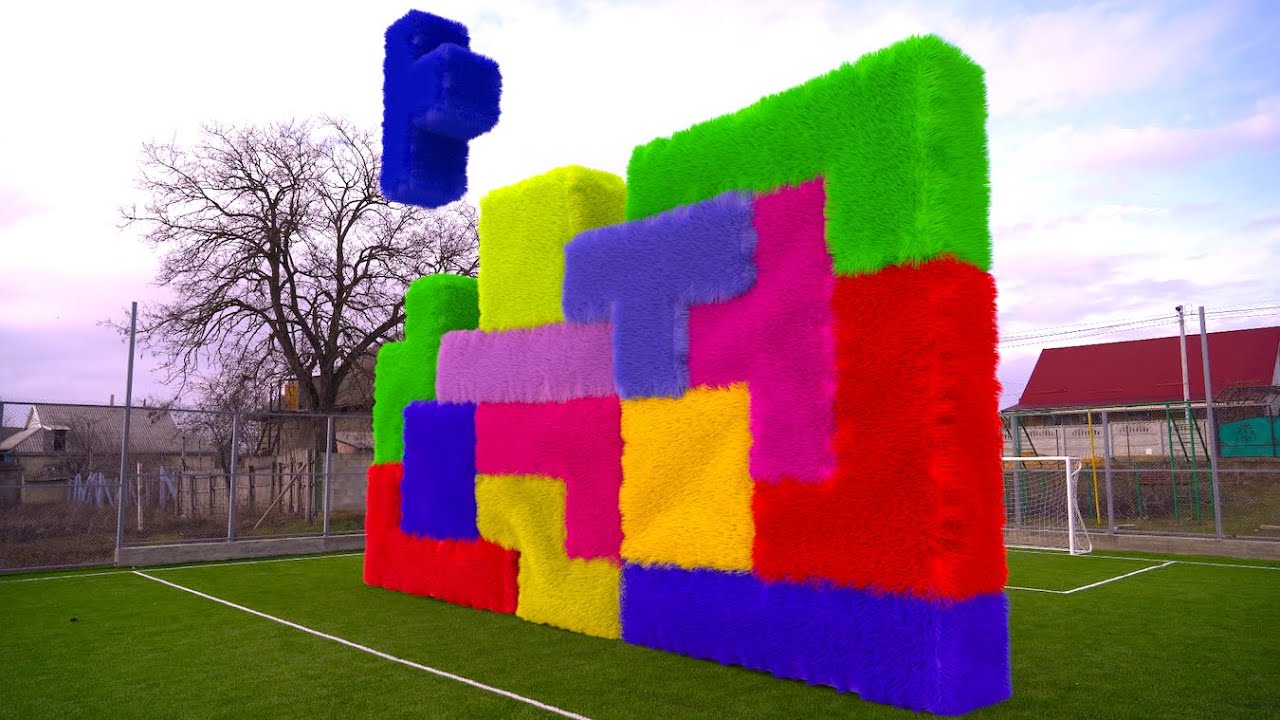 Giant Hairy Tetris Block in Real Life - YouTube