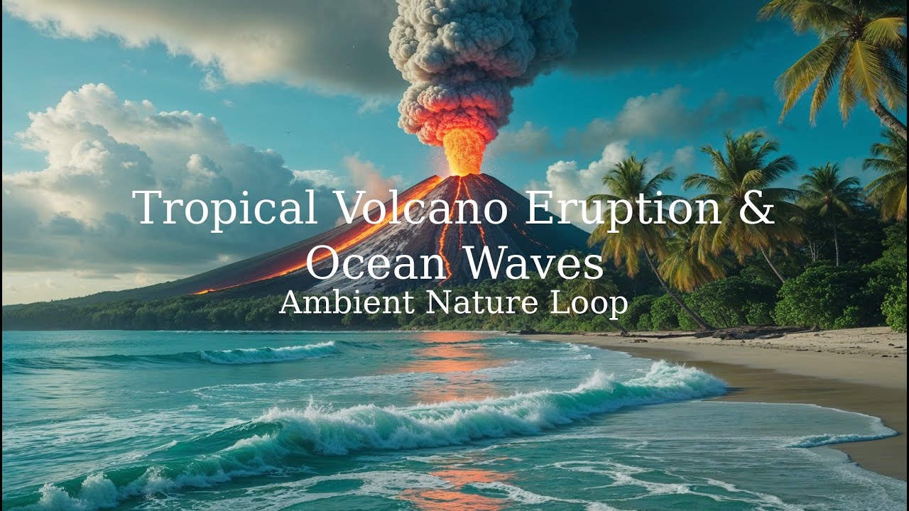 Tropical Volcano Eruption & Ocean Waves – Ambient Nature Loop - YouTube