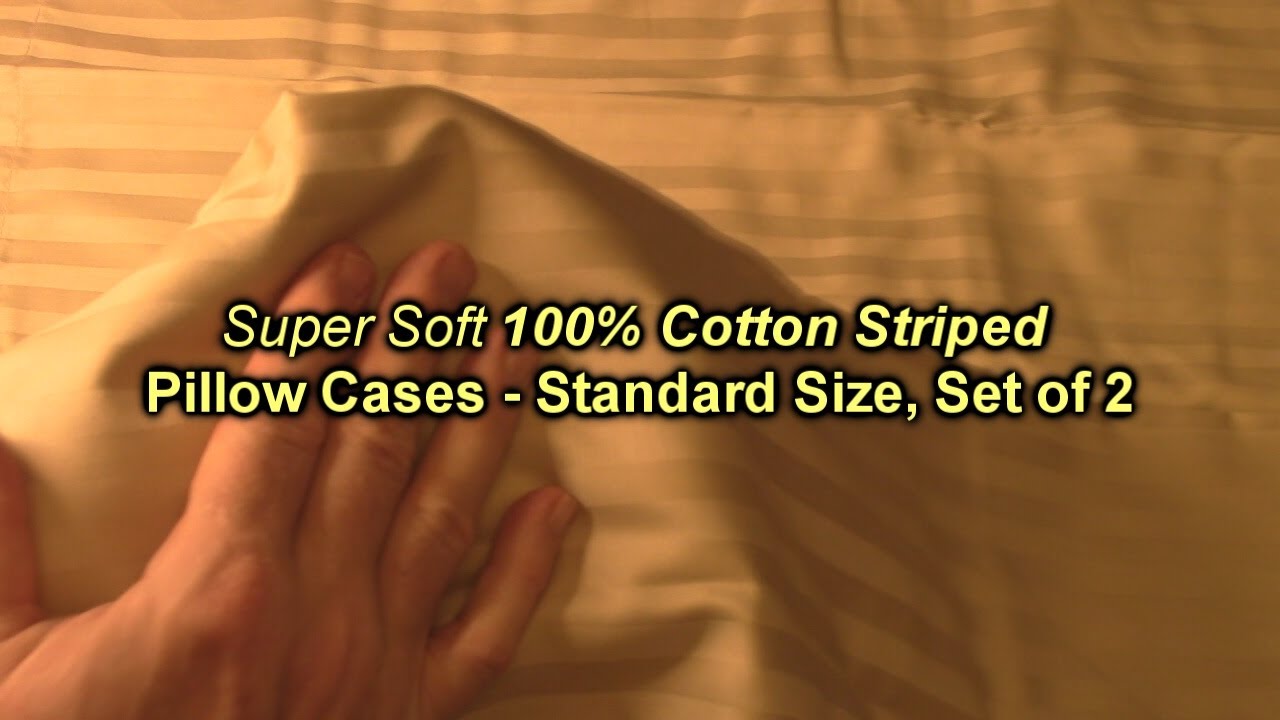 California Design Den Striped Soft 100% Cotton Pillow Cases Standard ...