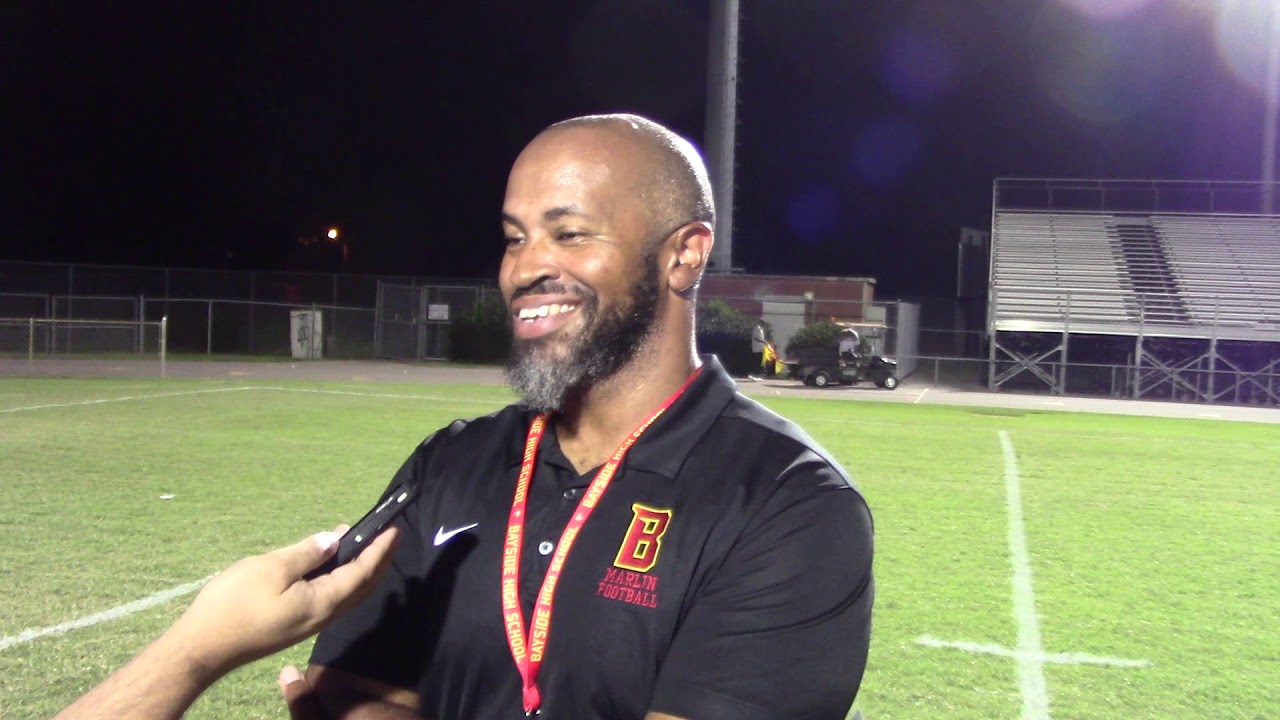 Bayside Coach Jon White after 27-0 shutout of First Colonial - YouTube