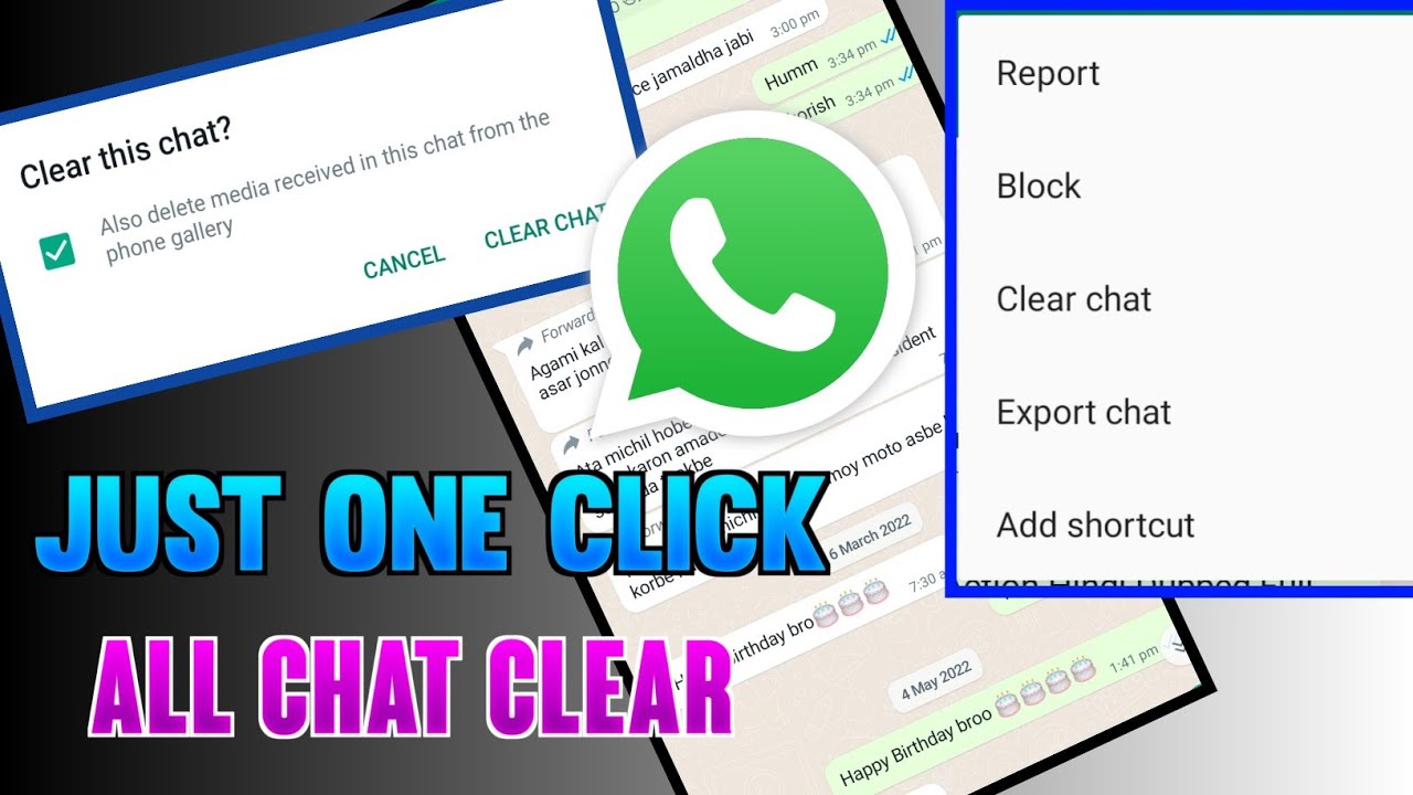 WhatsApp Chat Clean Kaise Kare | How To Clear WhatsApp Chat,WhatsApp ...