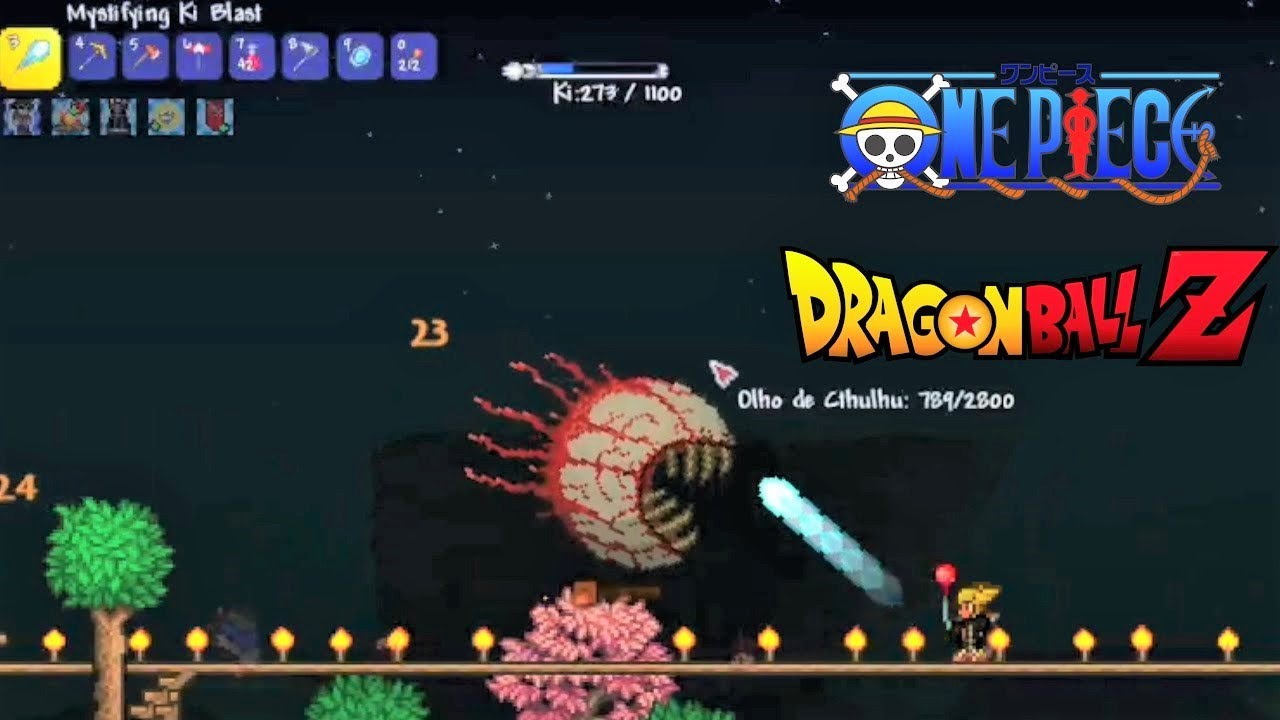 Terraria + mods de One Piece e DBZ - ep03 - YouTube