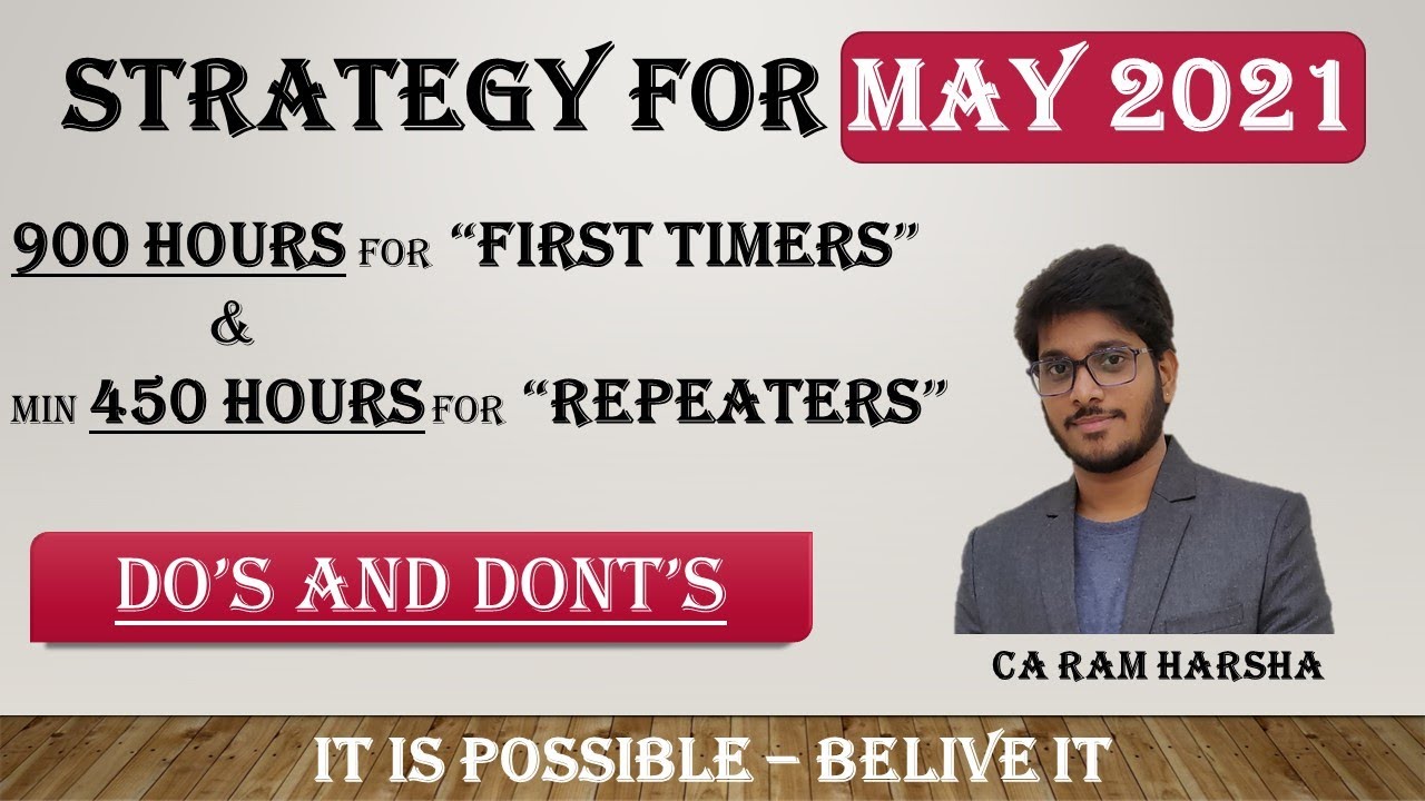 MAY 2021 STRATEGY AND PRECAUTIONS - CA FINAL / CA INTER - BY CA RAM ...