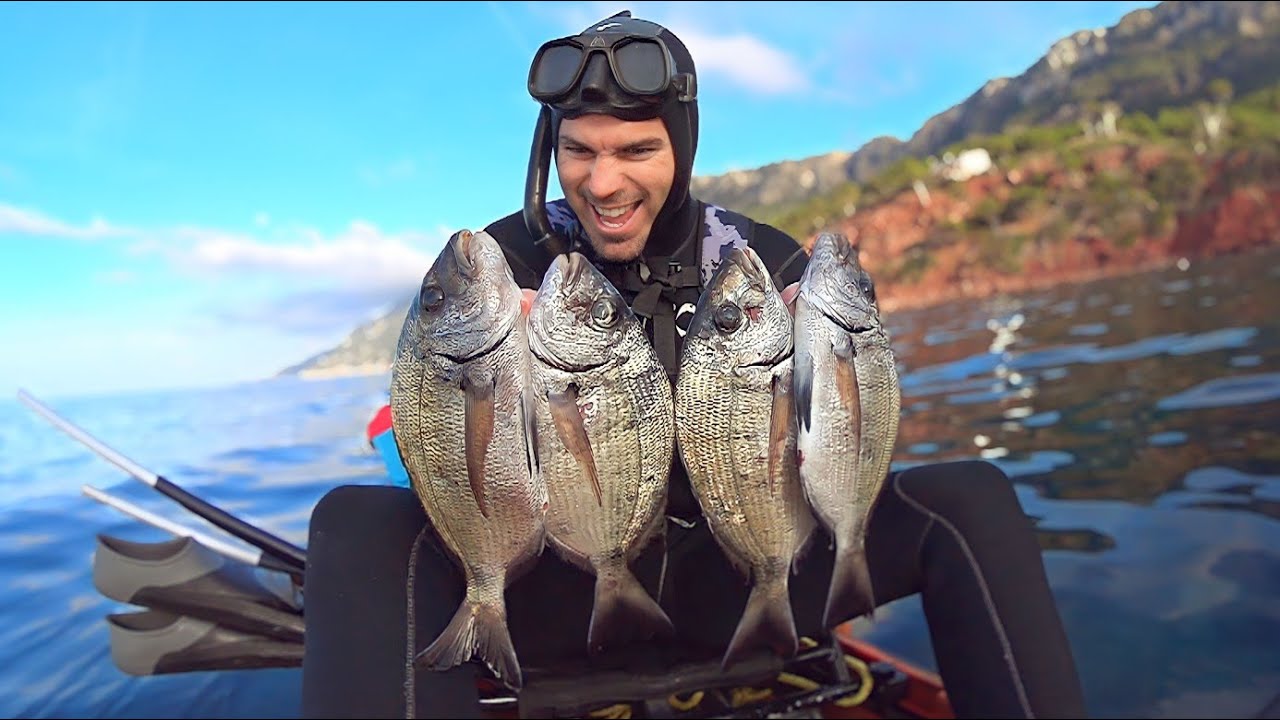PESCA SUBMARINA [Con el KAYAK] 3 BUENOS SPOTS y ¡BUENA PESCA! - YouTube