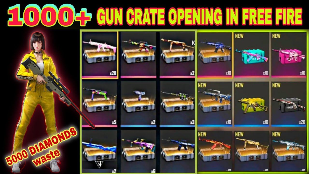 GUN CRATE OPENING IN FREE FIRE/ FREE FIRE CRATE OPENING/ ALL LEGENDARY ...