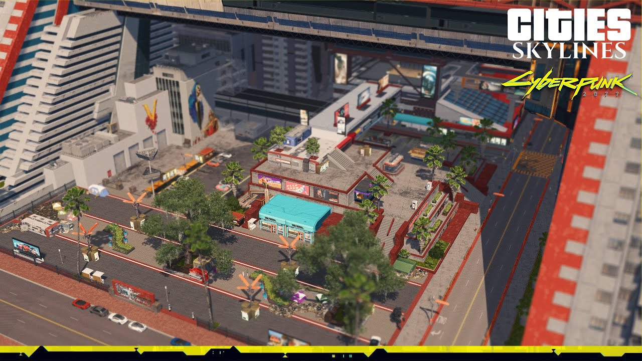 Downtown under the Apartment- Cities Skylines: Cyberpunk City / Night ...