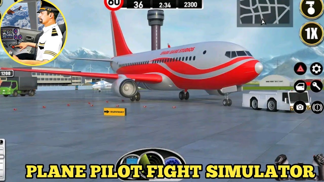 DRIVING RED BIG PLANE IN PLANE PILOT FIGHT SIMULATOR ANDROID GAMEPLAY ...