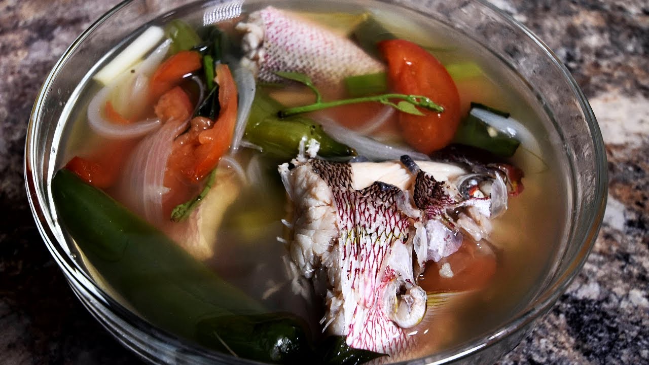 QUICK AND EASY TINOLANG ISDA WITH SWEET POTATO LEAVES | SNAPPER FISH ...